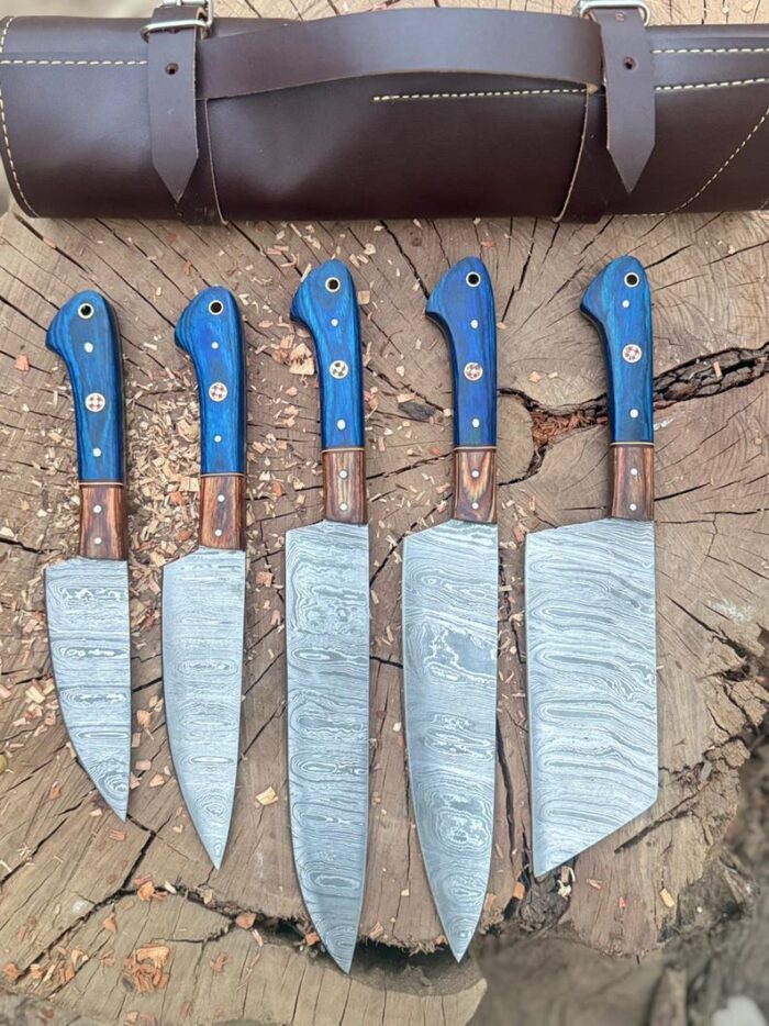 Handmade Damascus Steel Chef Set | Artisan Kitchen Tools - Chillgoza Forge