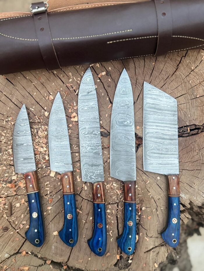 Handmade Damascus Steel Chef Set | Artisan Kitchen Tools - Chillgoza Forge